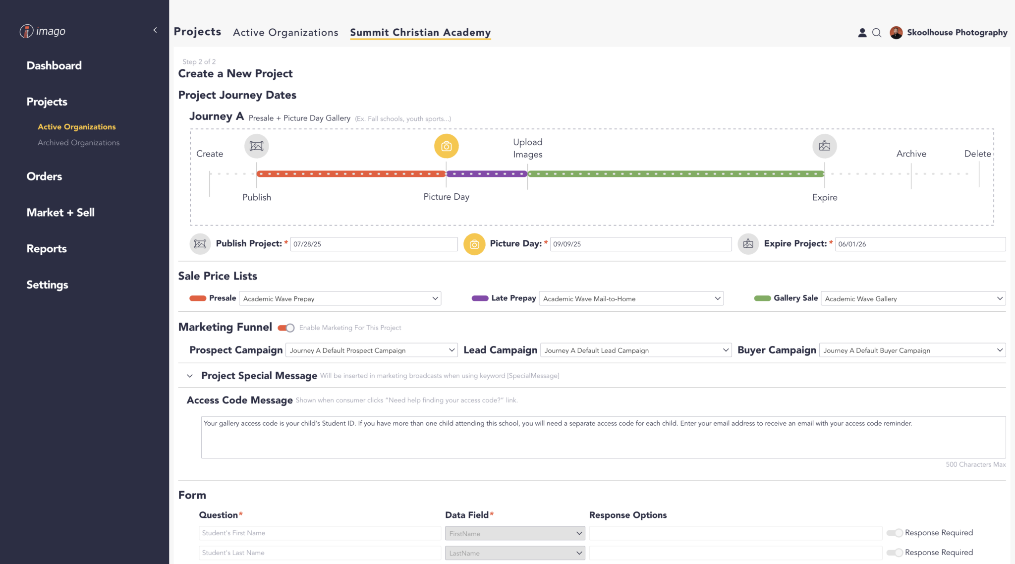 Imago Volume Photography School Photo Ordering Software